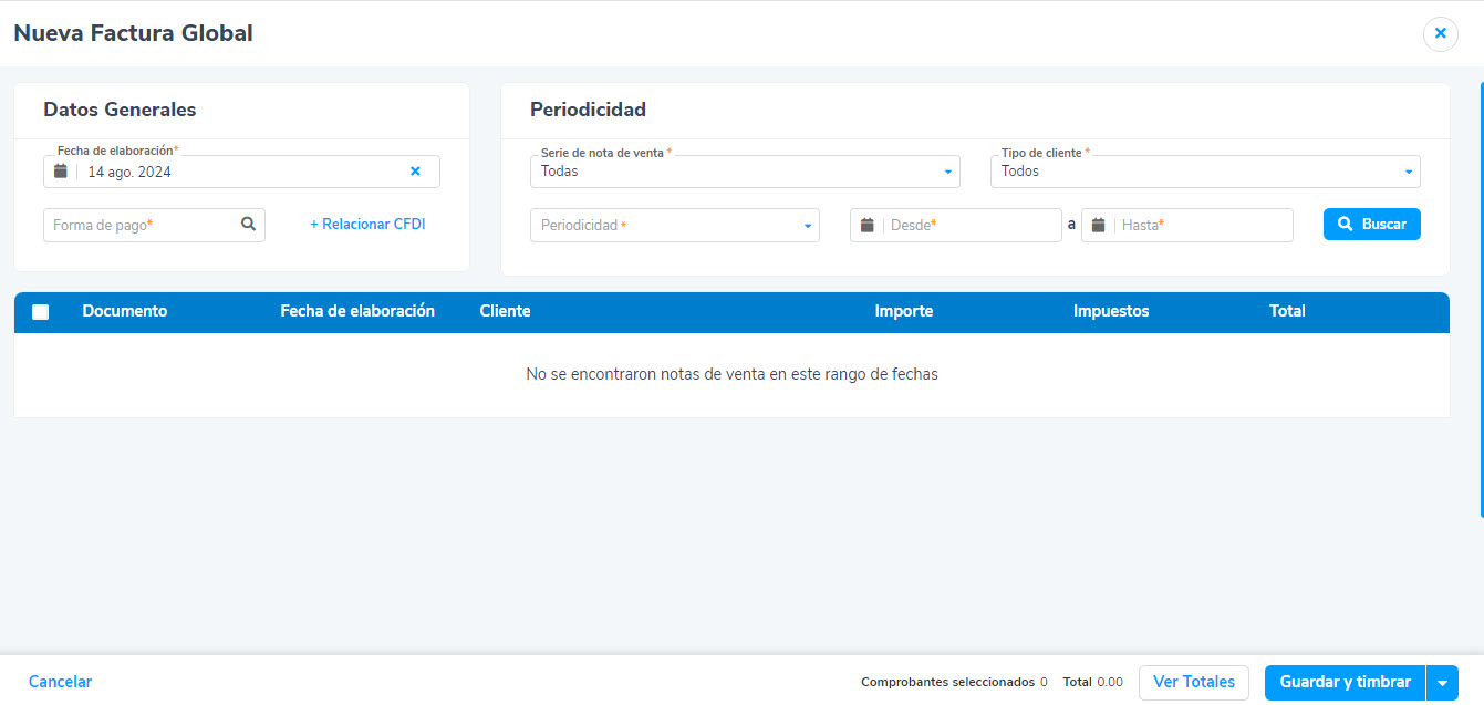 Elaborar factura global - Portal de Clientes Siigo Aspel